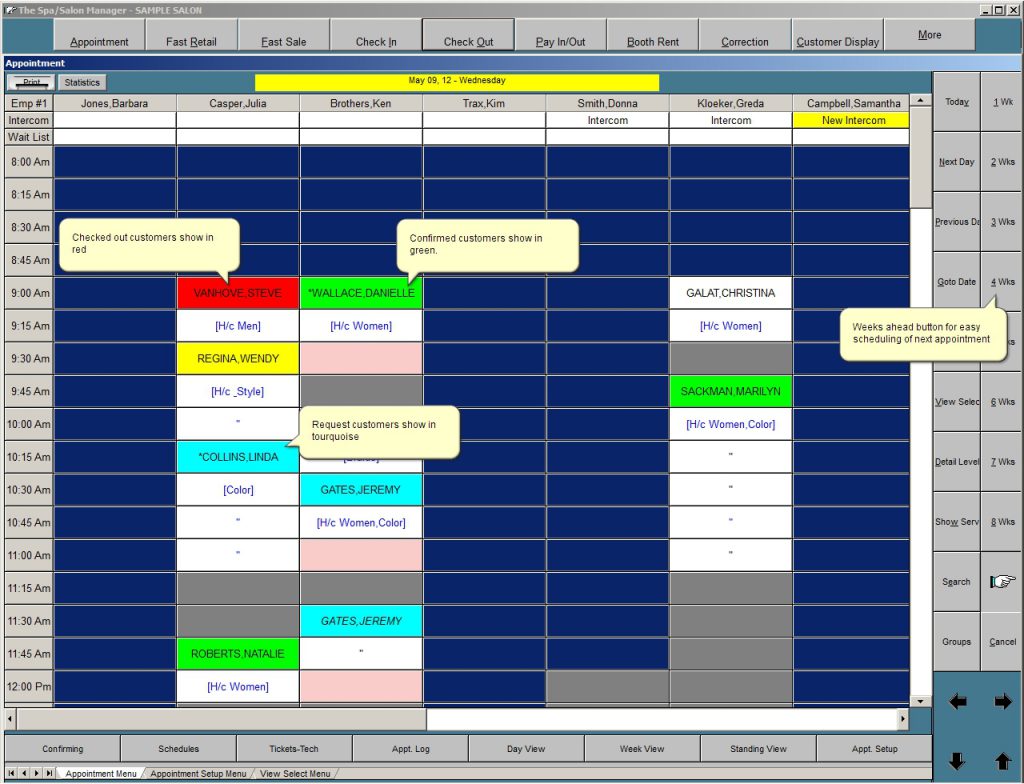 Appointment Book – SpaSalon Manager